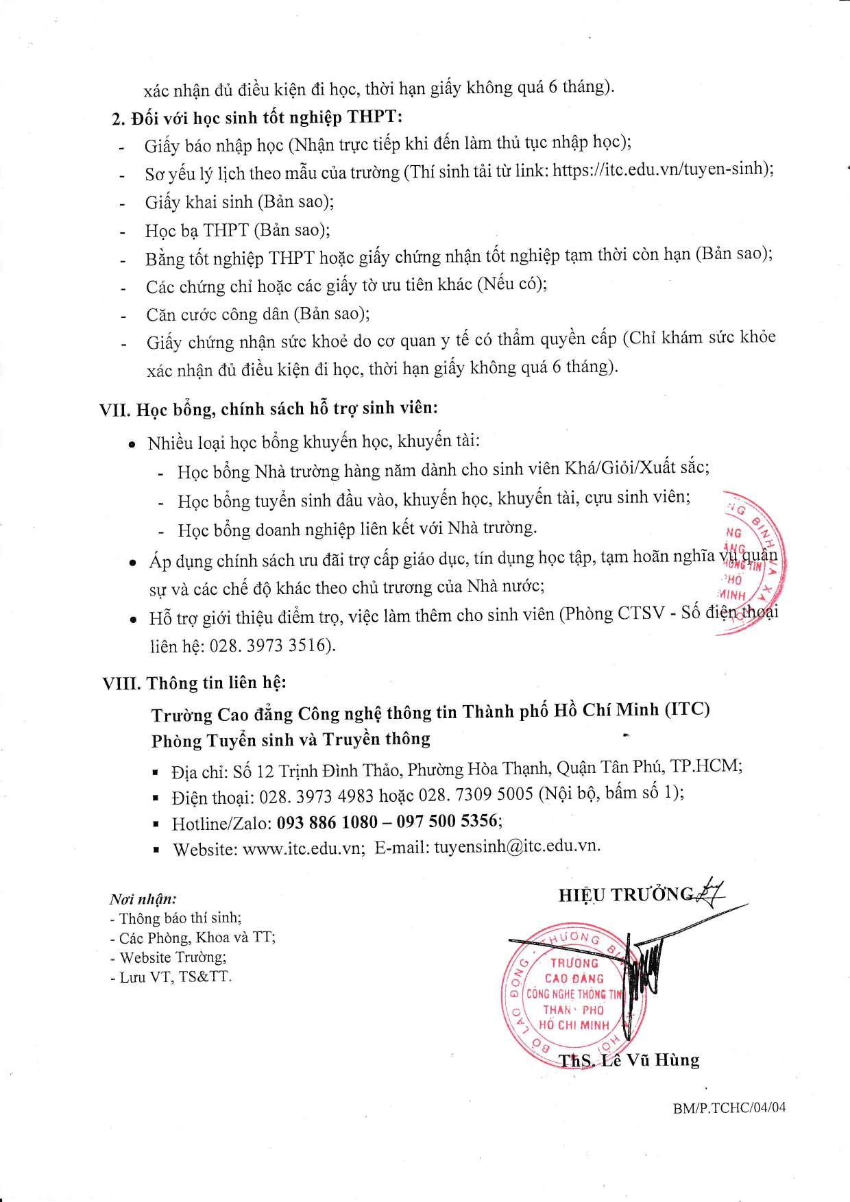 Thông báo Tuyển sinh hệ Trung cấp chính quy năm 2024 - Trường Cao đẳng Công nghệ thông tin TP.Hồ ...